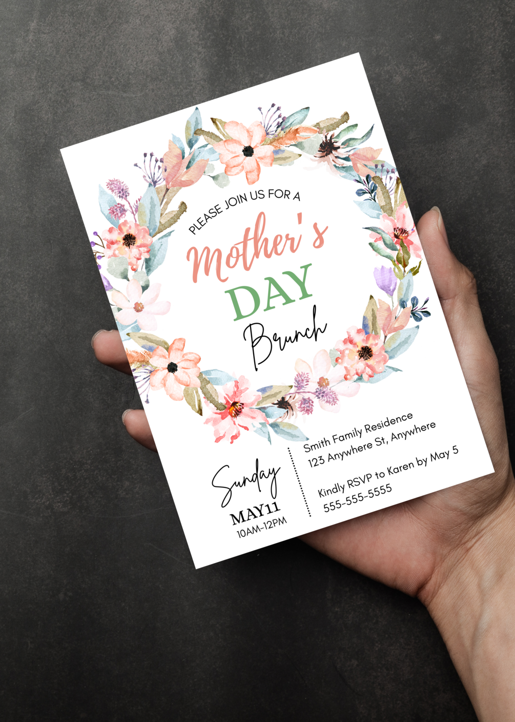 Mother's Day Invitation • Brunch Party Printable • Canva Template ...