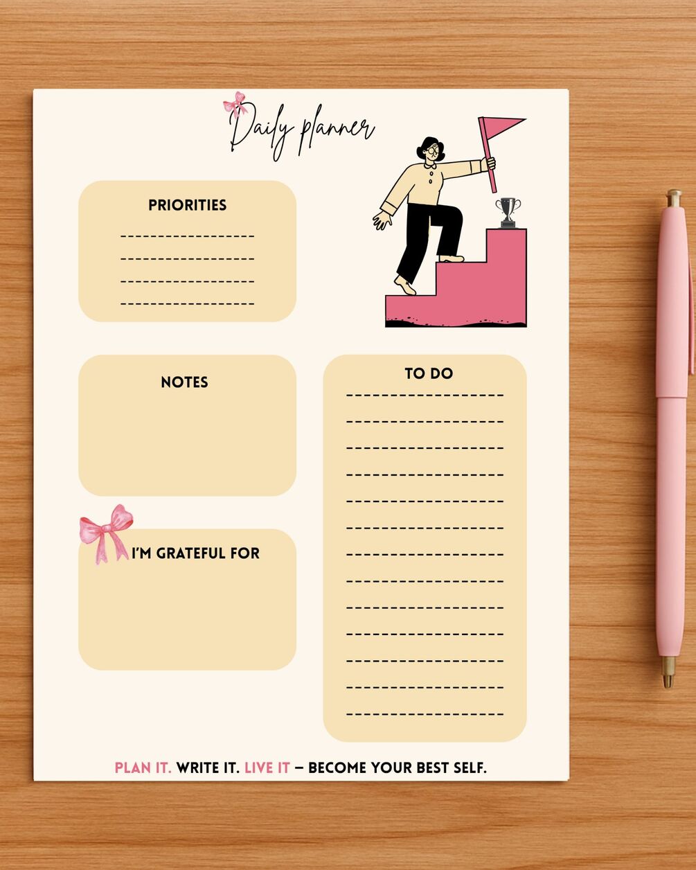 Motivational To-Do List – A4 Printable PDF – Cute Character Design