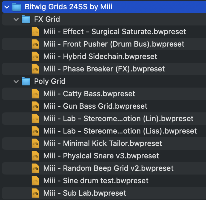 Bitwig Grid Presets 24 S/S by Miii
