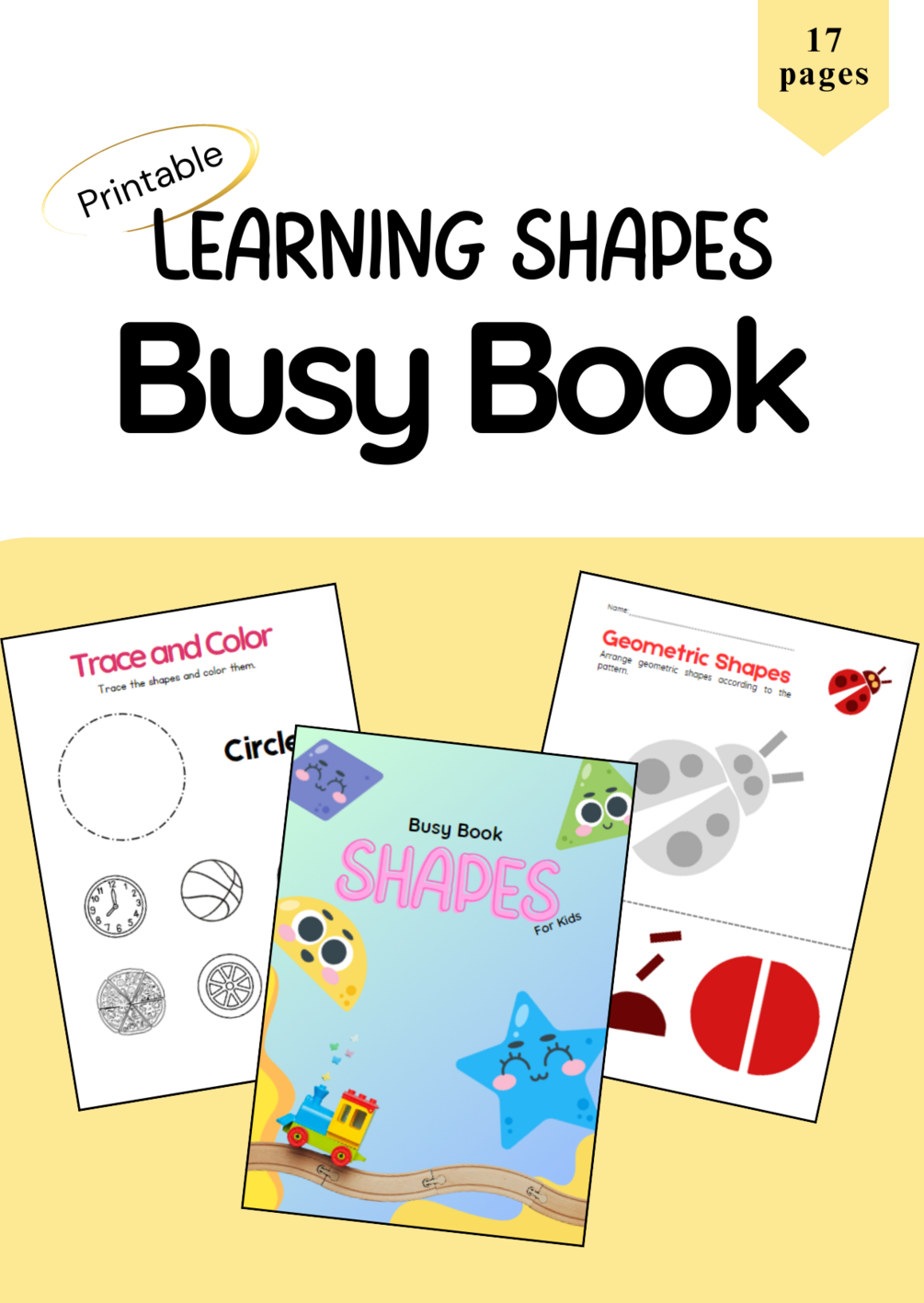 Learning Shapes Busy Book for Kids (Easy & Printable) 17 Pages
