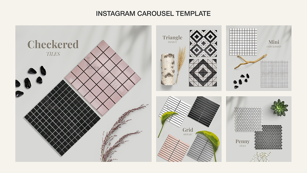 Minimalist Aesthetic flat lay Instagram carousel template banner for ...