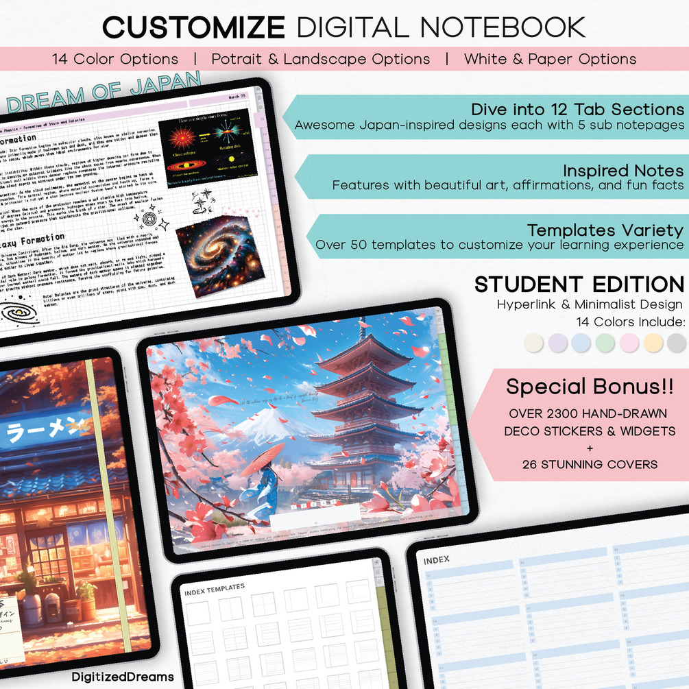 Ultimate Student Notebook - Custom Japanese Style Digital Notebook with ...