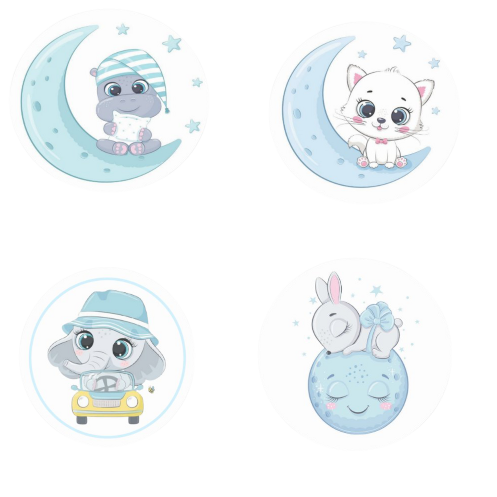MINI - Baby Blue 4 Round Stickers, SVG, PNG, PDF, PSD