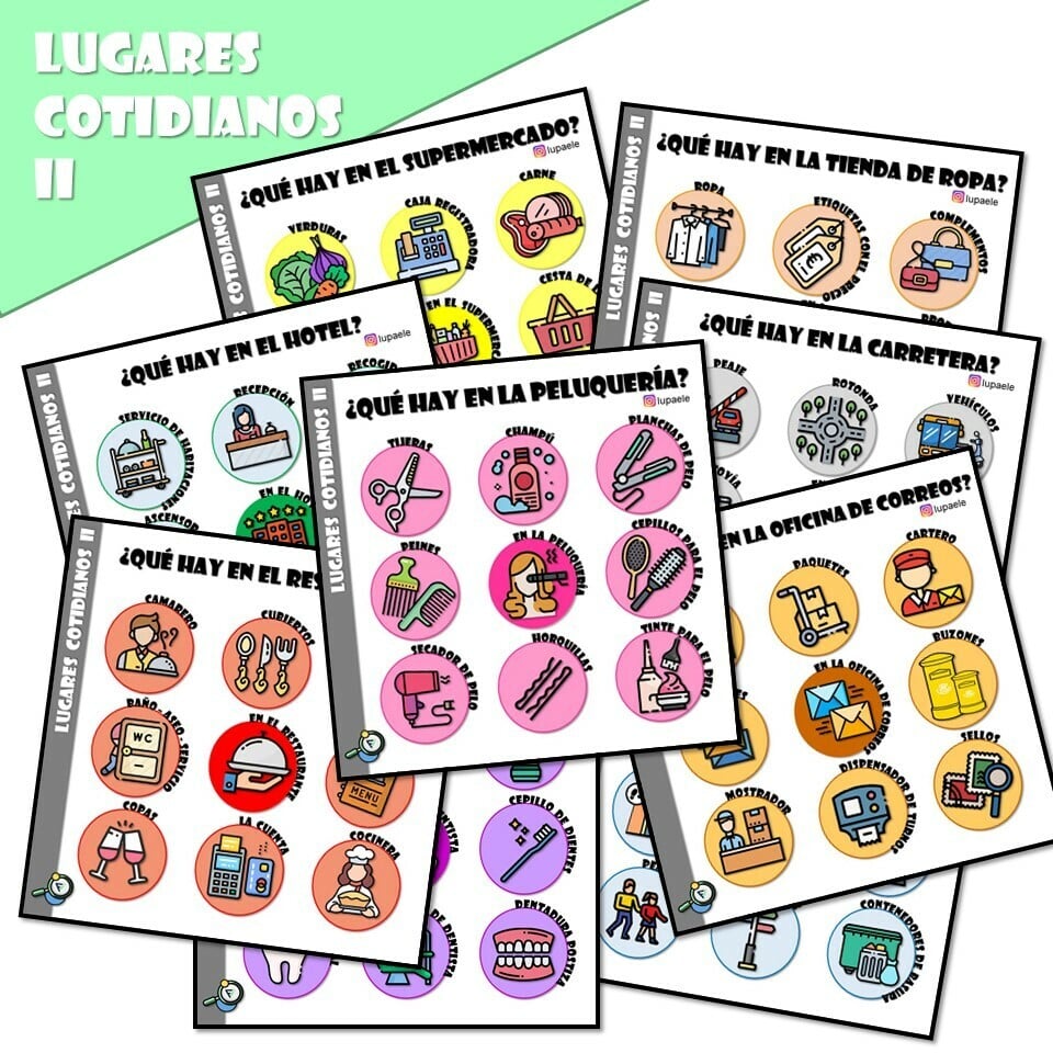 10 FICHAS. Lugares cotidianos II (vocabulario)