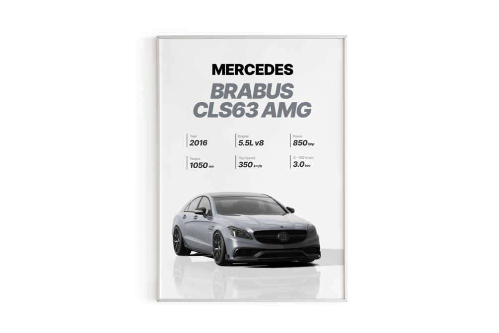 MERCEDES BRABUS CLS63 AMG Car Poster, Cars Poster Print, Retro car ...