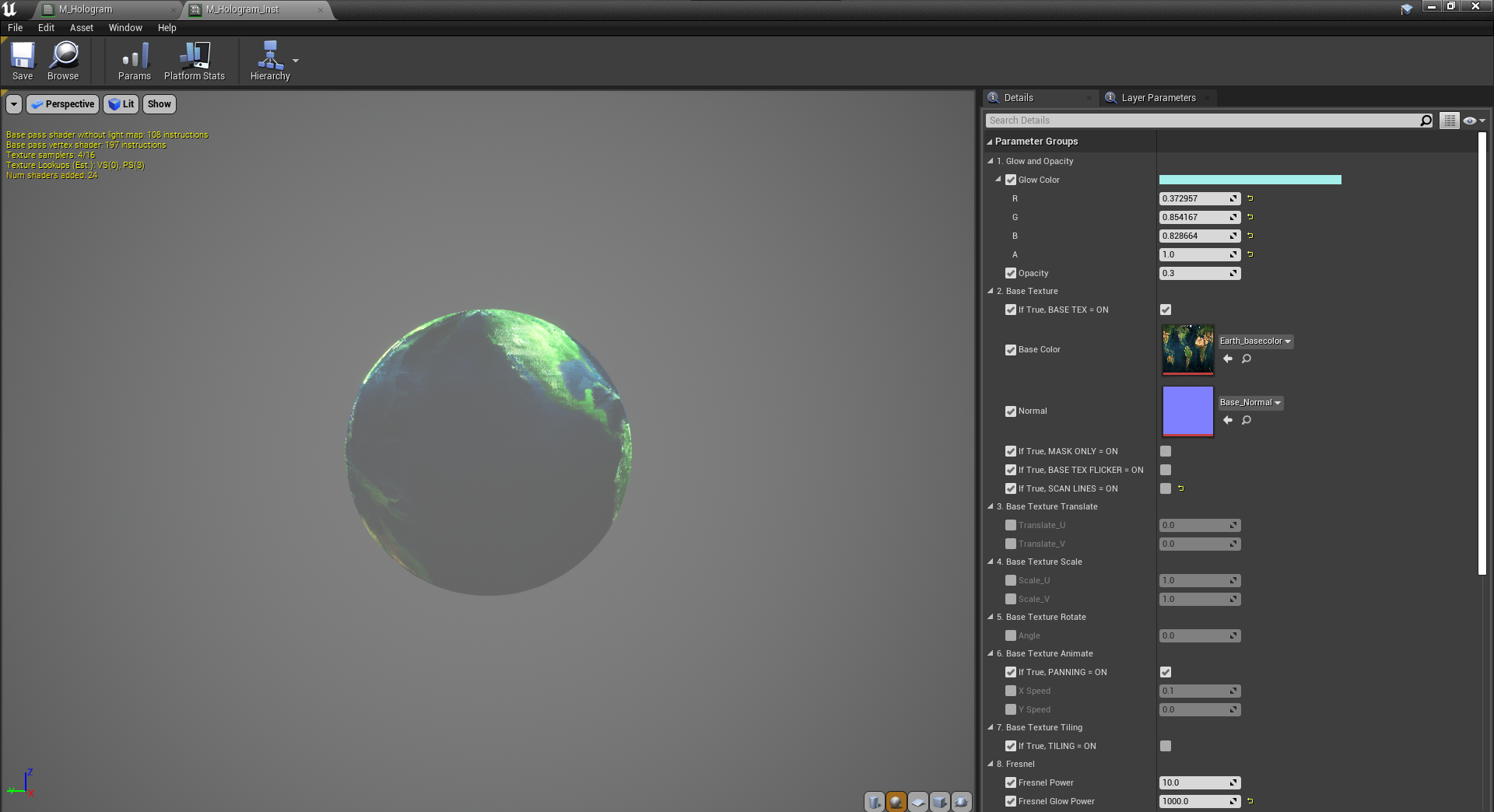 Simple Hologram Material Shader for Unreal Engine 4