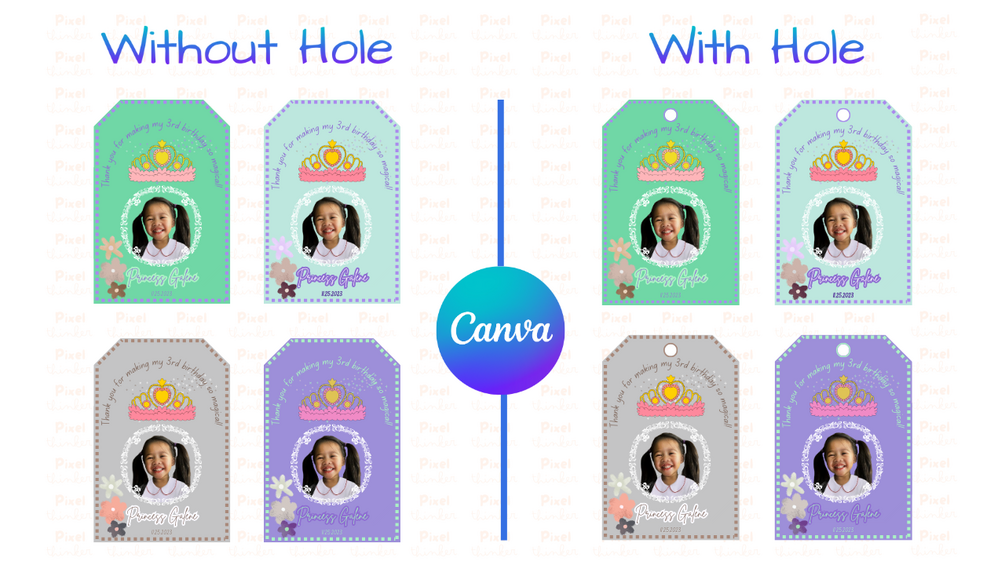 Editable Fairy Princess Thank You Label Tag, Hang Tag, Birthday Tag ...