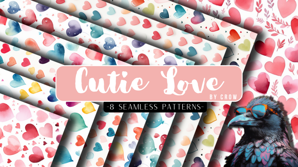 Cutie Love Hearts Digital Paper Pack | Seamless Patterns | Commercial ...