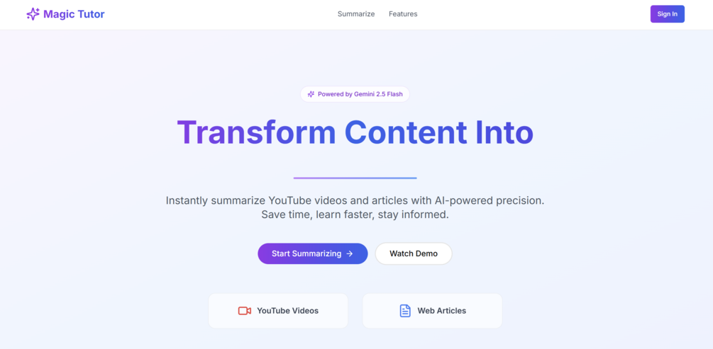 Lifetime Ai Data/Content Summarizer: Magic Tutor