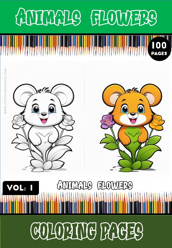 Immerse Yourself in Nature with Animals Flowers Coloring Pages Vol - 1!