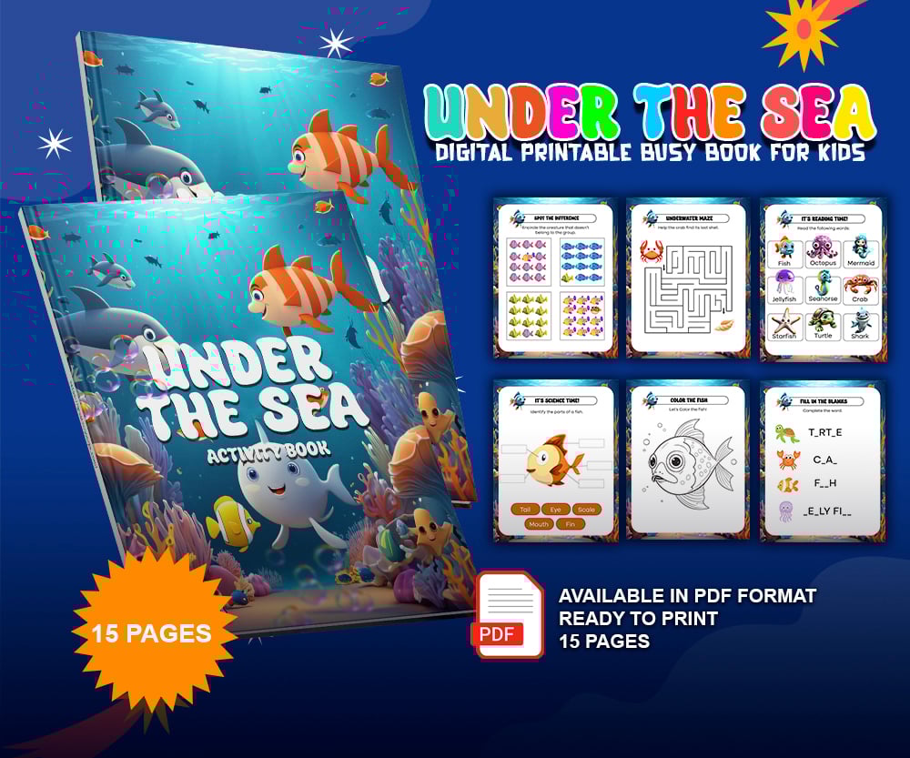 Under the Sea: Digital Printable Activity/Busy Book for Kids