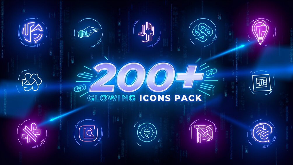 200+ Glowing Icons Pack – Aesthetic PNG Icons for Streamers, Designers ...