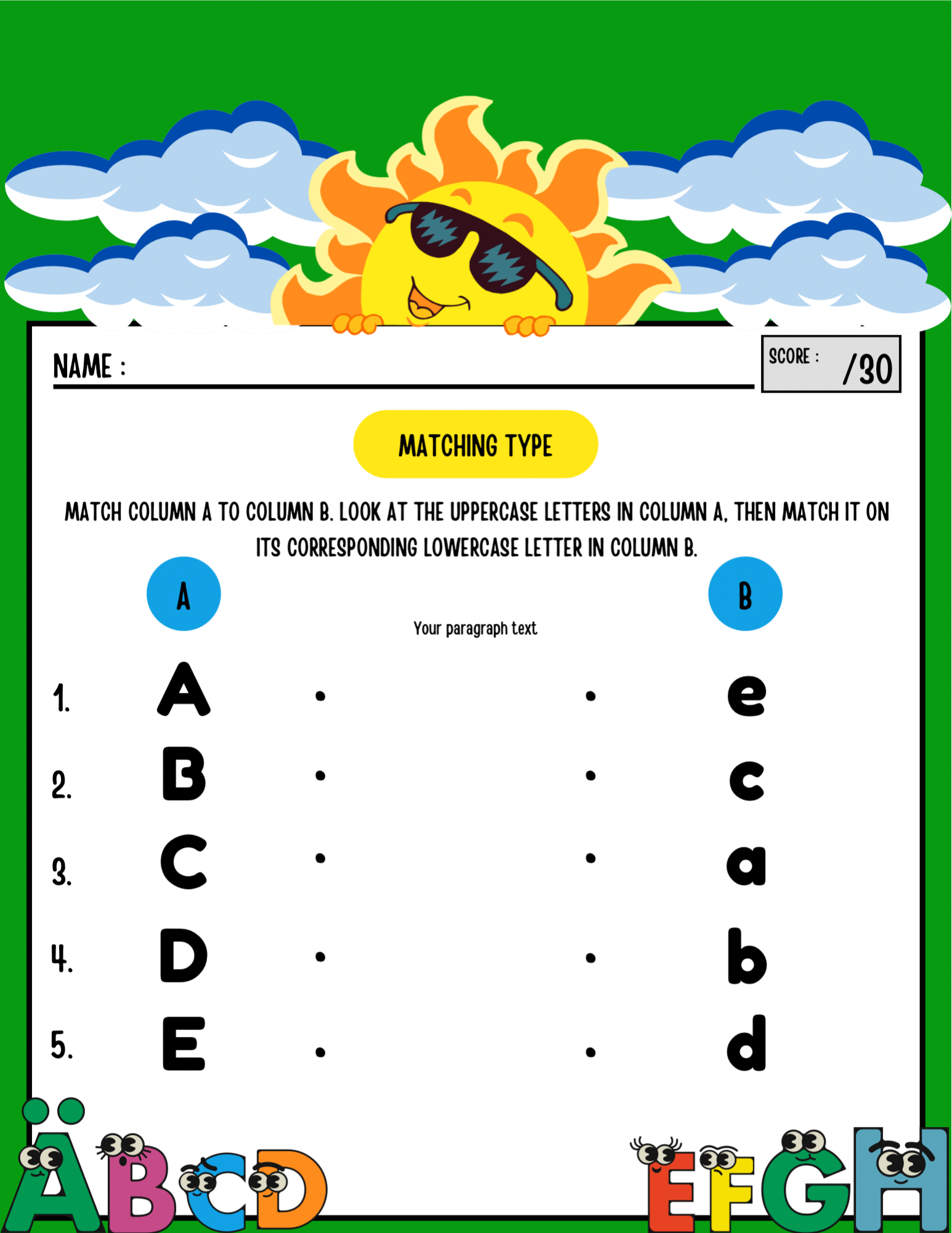 LET'S LEARN ALPHABET - LETTERS OF THE ALPHABET ACTIVITY WORKSHEETS FOR ...