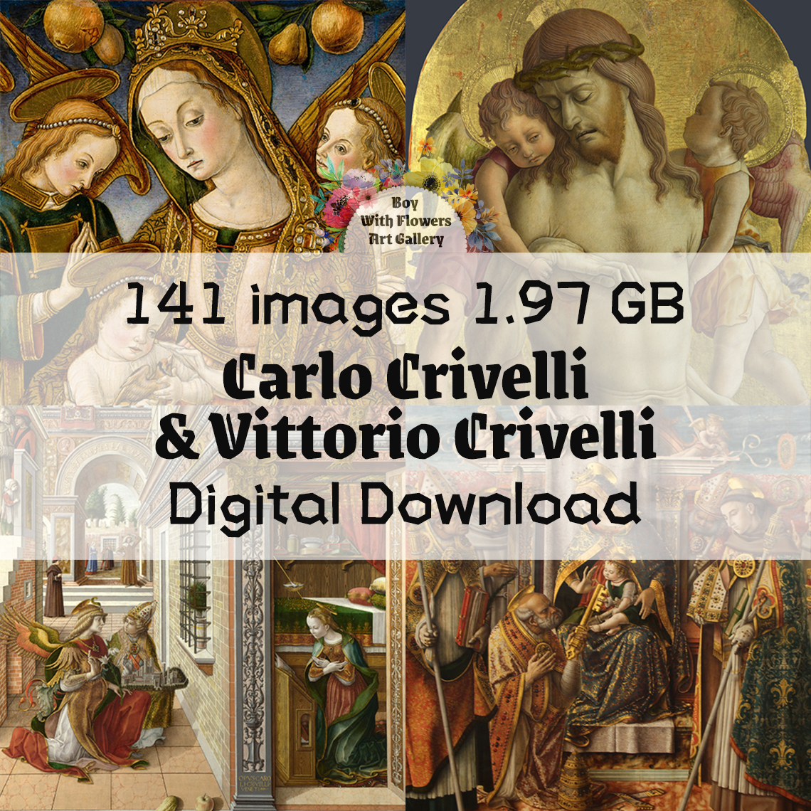 141 digital images of Carlo Crivelli & Vittorio Crivelli paintings, people landscape still life ...