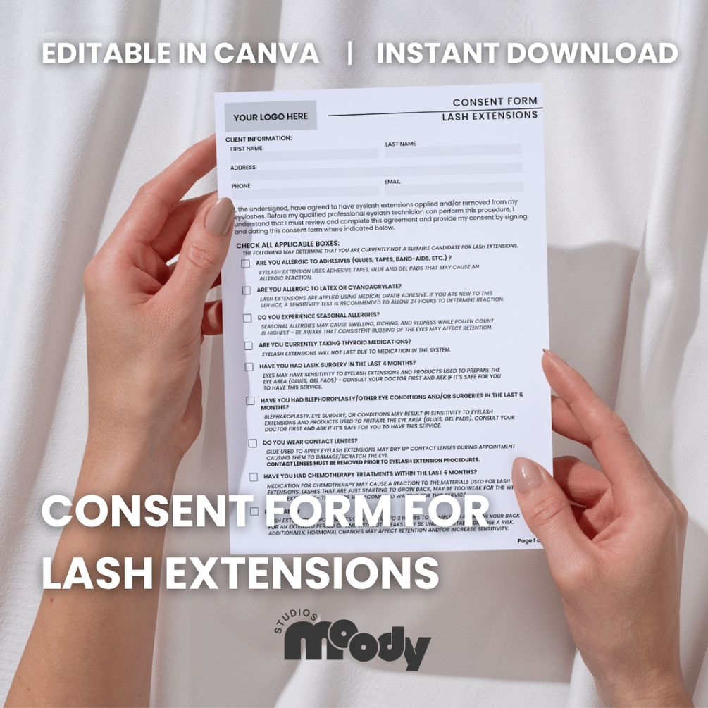 Customizable/Printable Client Intake, Lash Tech Release, Consent Form ...