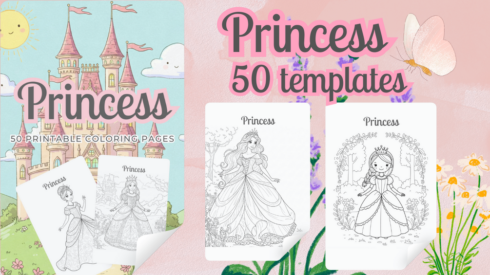 Princess: 50 Printable Coloring Pages For Kids - Fun & Easy Coloring ...