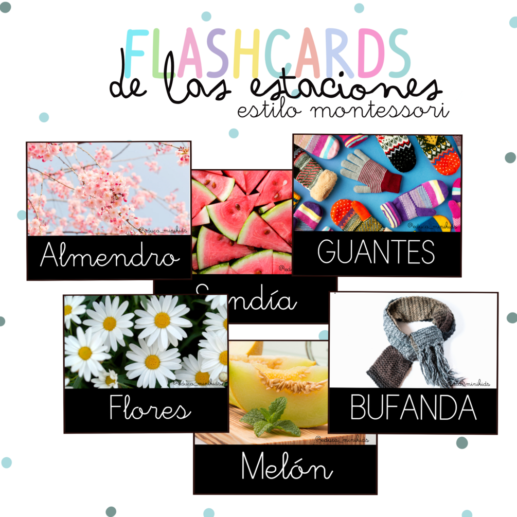 Flashcards estaciones estilo montessori