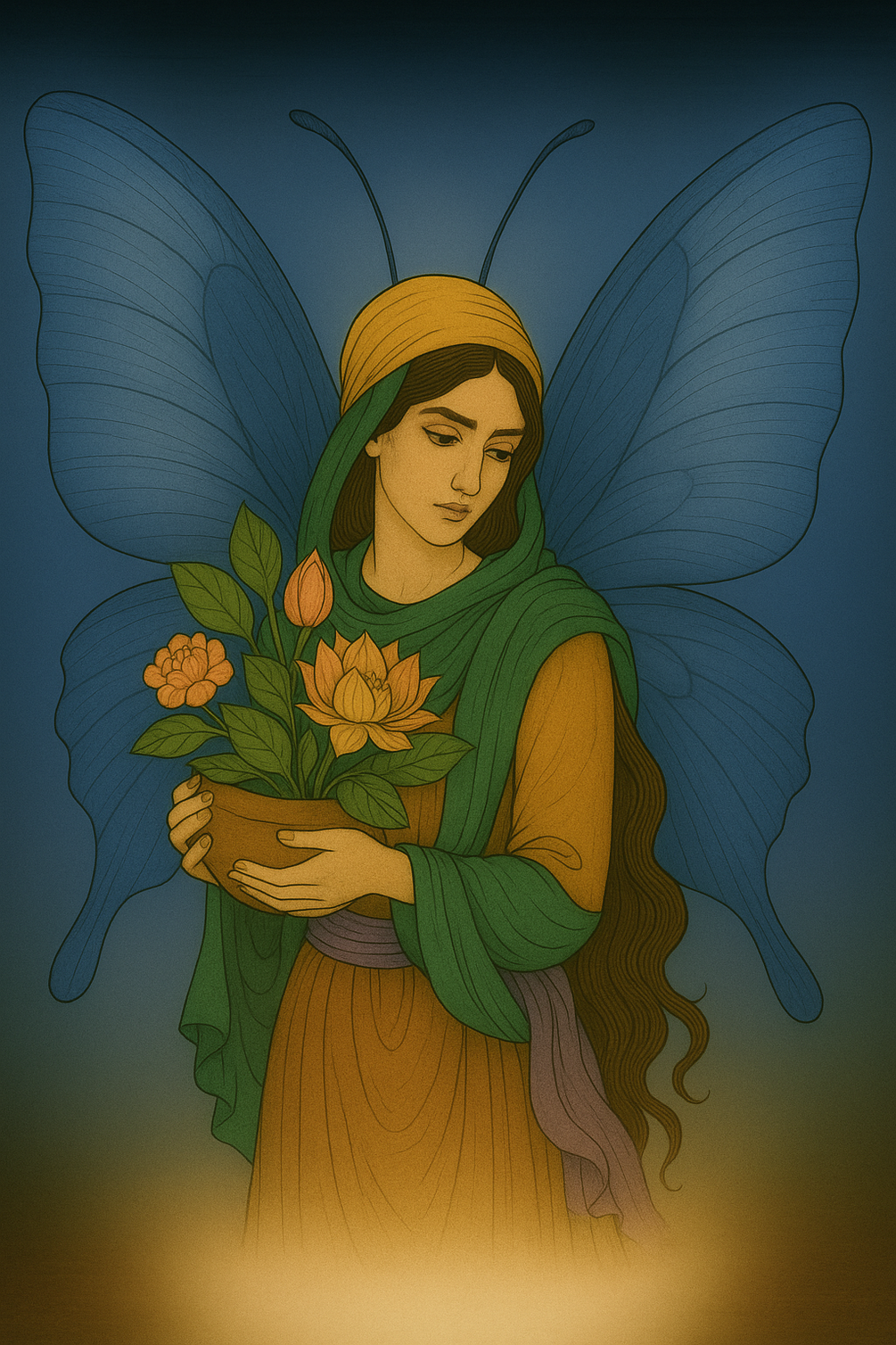 🌿 "The Serene Guardian" – Mystical Art Print of a Persian Butterfly ...