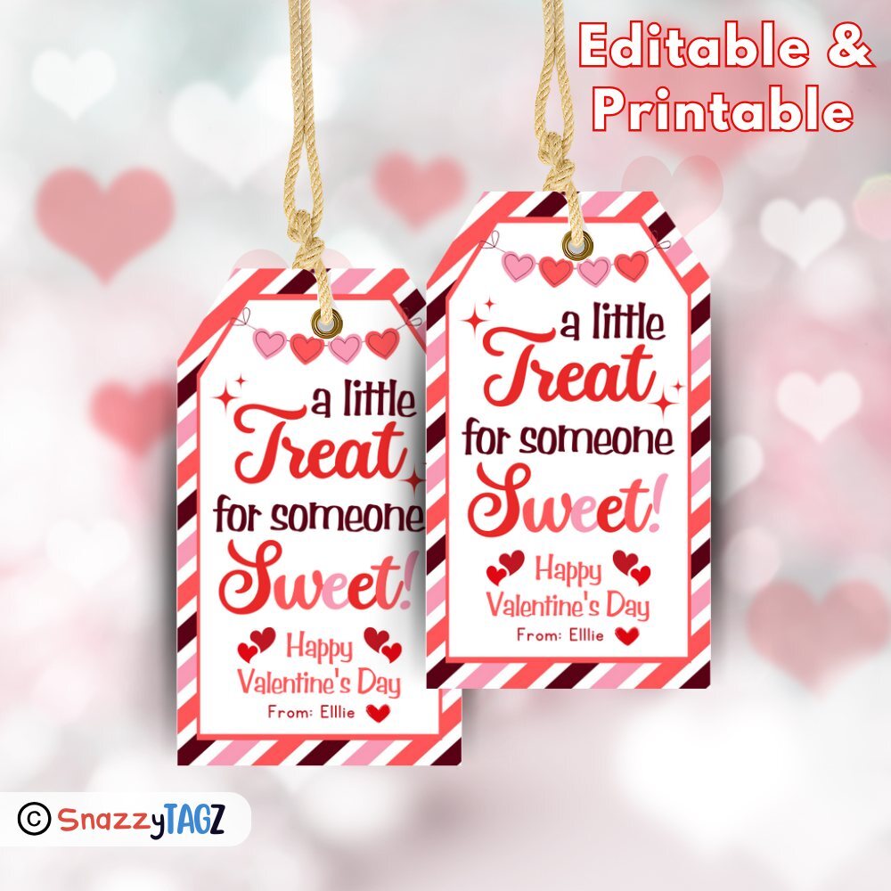 Valentine's Day Tag, Sweet Treat, Valentine Gift Label, Kids School ...