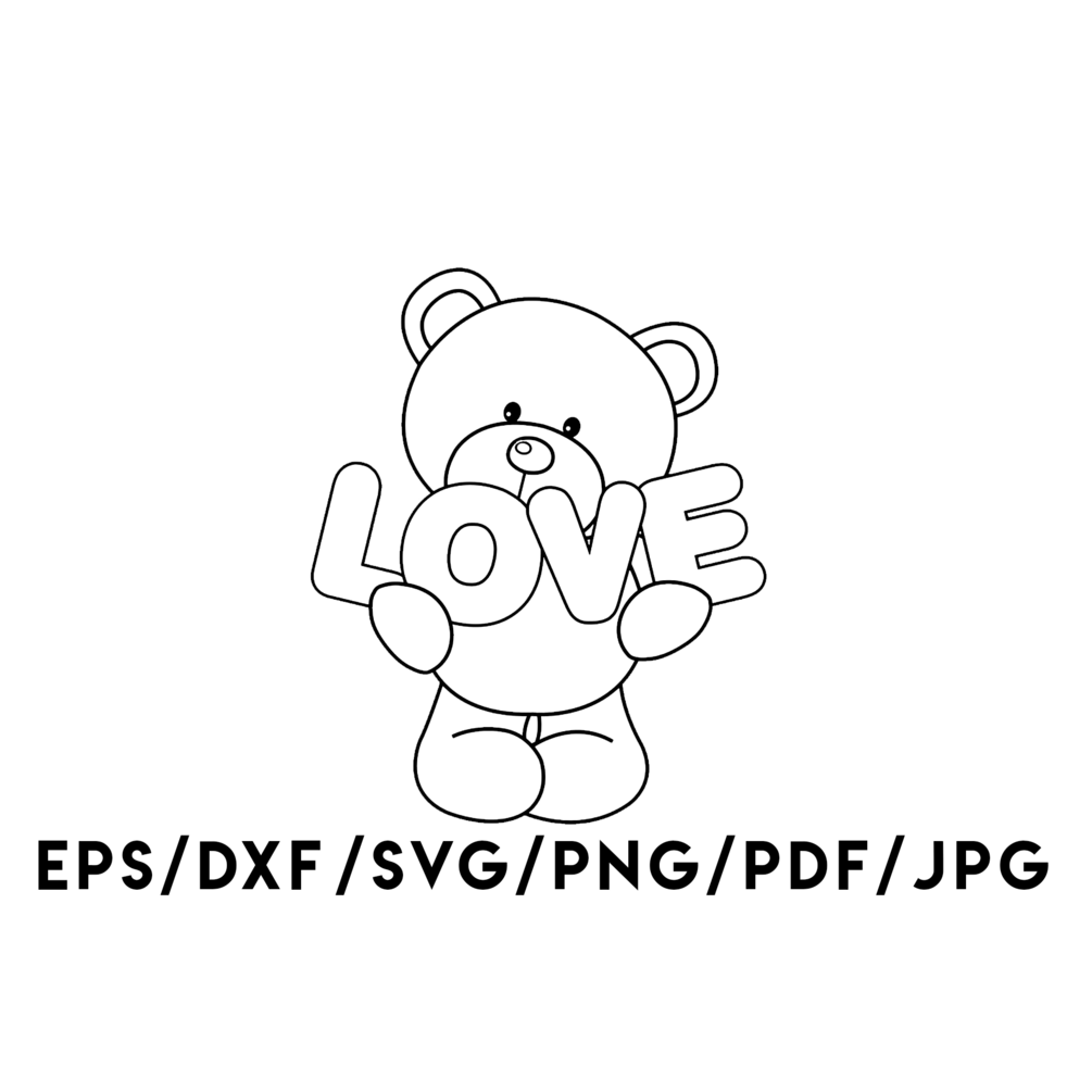 Love Bear Design Instant Download Svg, Eps, Dxf, Png, Pdf, Jpg digital ...