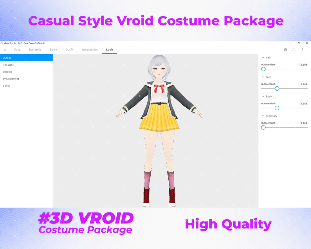 VRoid Clothing Pack, Kawaii clothes, 3D VRoid, Girl outfits, Streaming ...