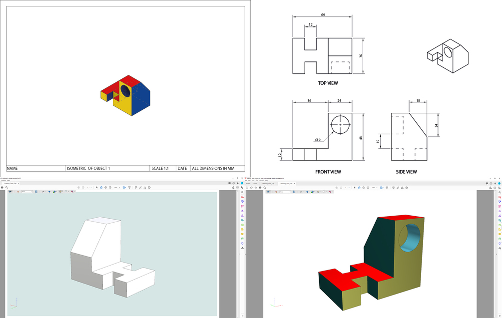 Object 1 - Digital Orthogonal and Isometric 3D Model