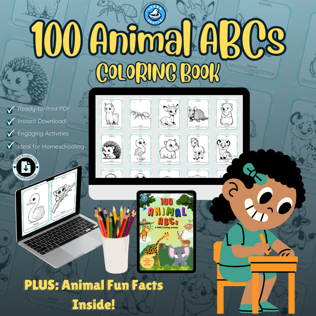 100 Animal ABCs: A Wild Coloring Journey