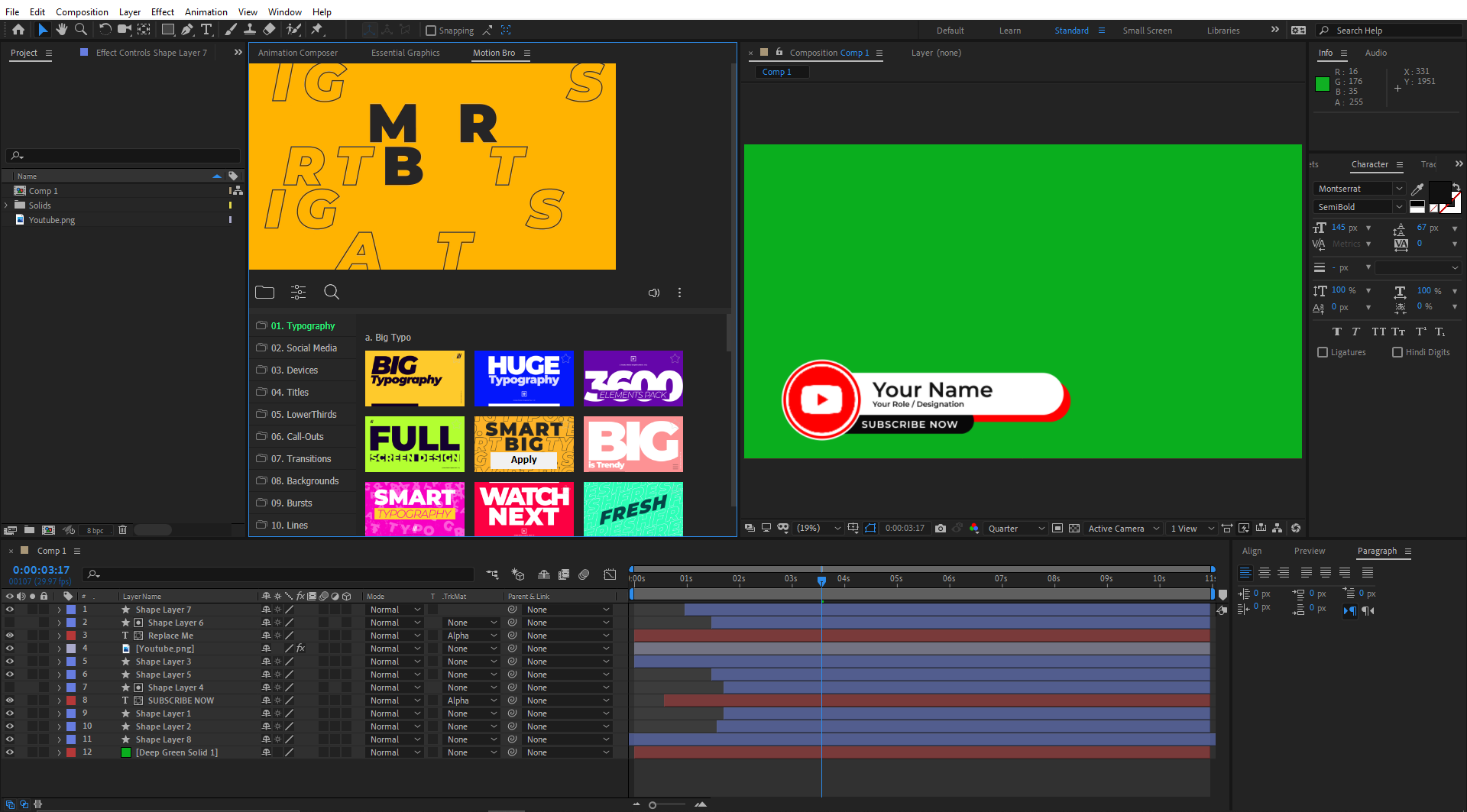 Social Media Lower Thirds Pack Green Screen