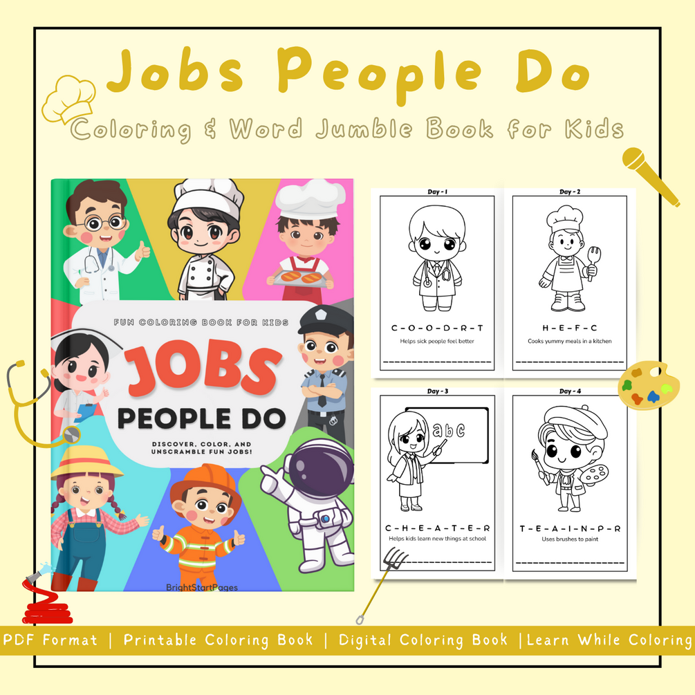 Jobs People Do — Coloring & Word Jumble Book for Kids
