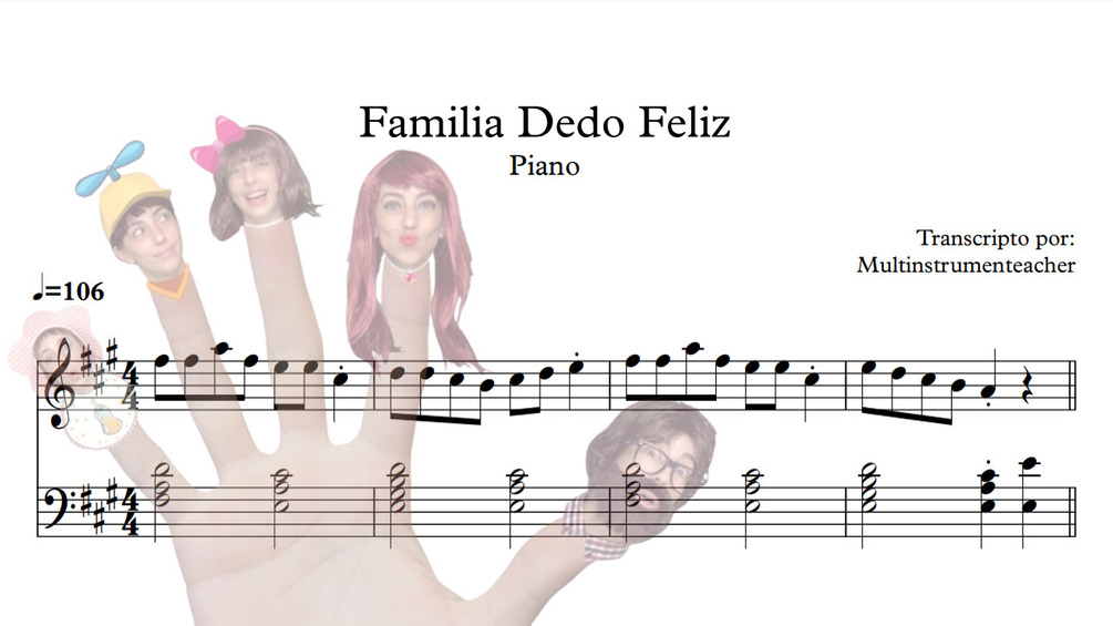 Familia Dedo Feliz - Partitura para piano