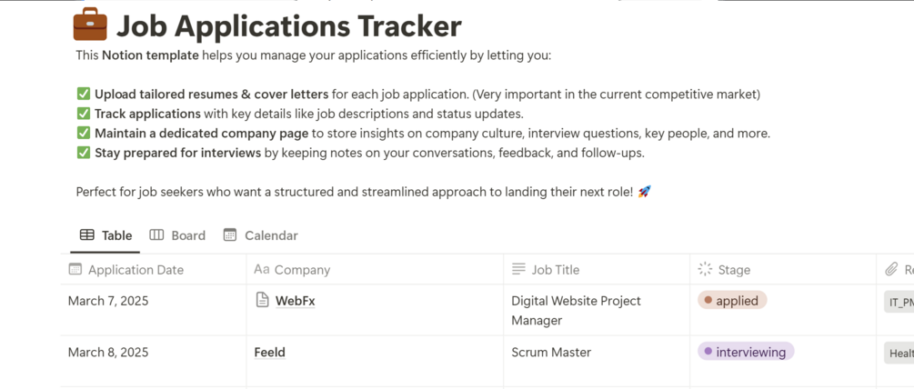 Job Applications Tracker