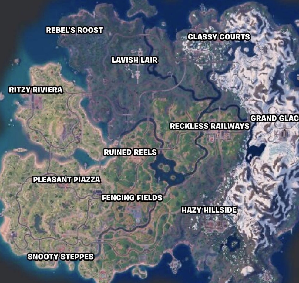 Fortnite drop map - Snooty Steppes