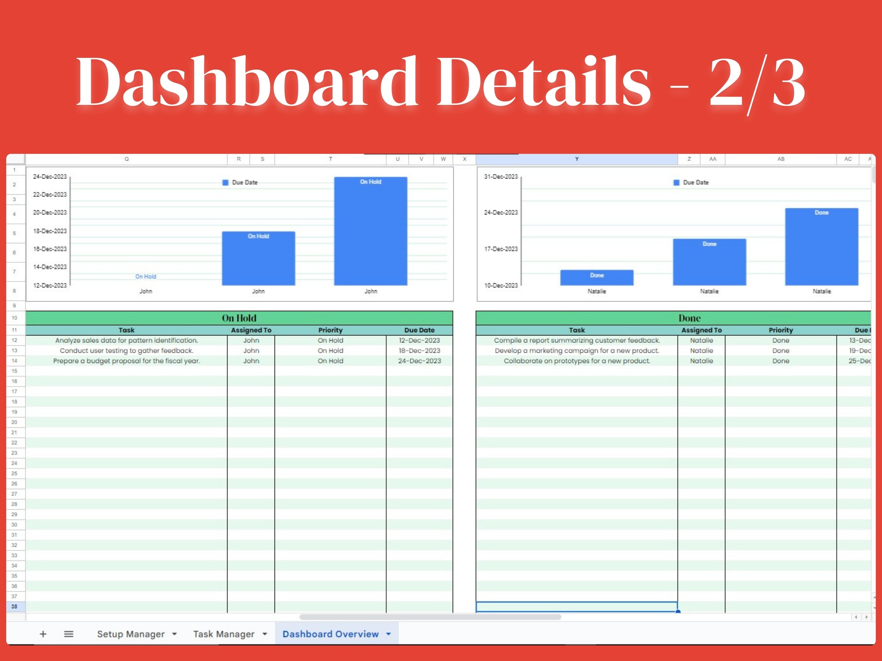 Team Task Tracker for Google Spreadsheet - Task Management Template | Task Planner Google Sheets ...