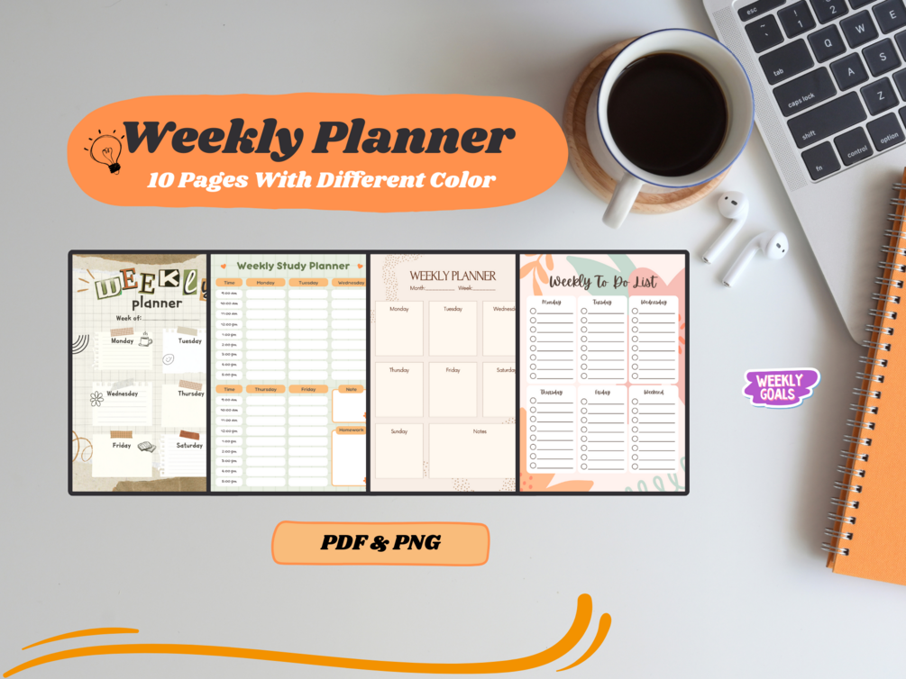 Printable Weekly Planner for Productivity and Success With Different ...