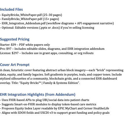 Equity Bricks™ Implementation Kit: Family & Systems Edition