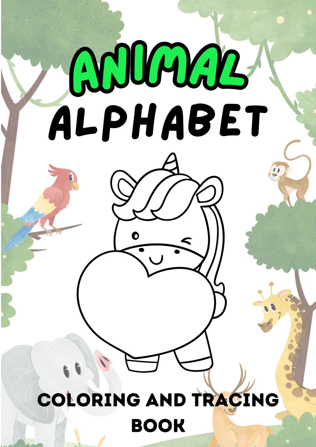 Animal Alphabet Coloring and Tracing Book