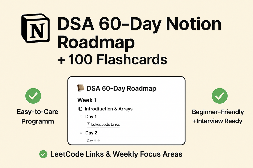 DSA 60-Day Notion Roadmap + 100 Flashcards