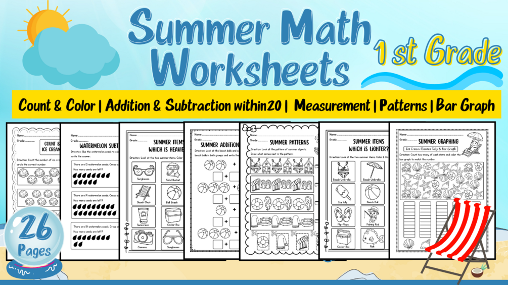 Summer Math Worksheets for 1st Grade | Addition, Subtraction, Patterns ...