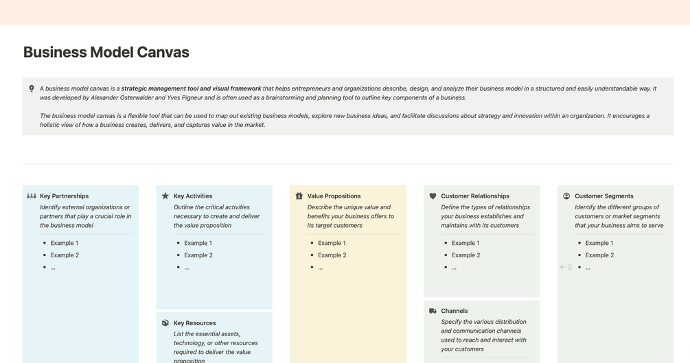 Notion Template - Business Model Canvas