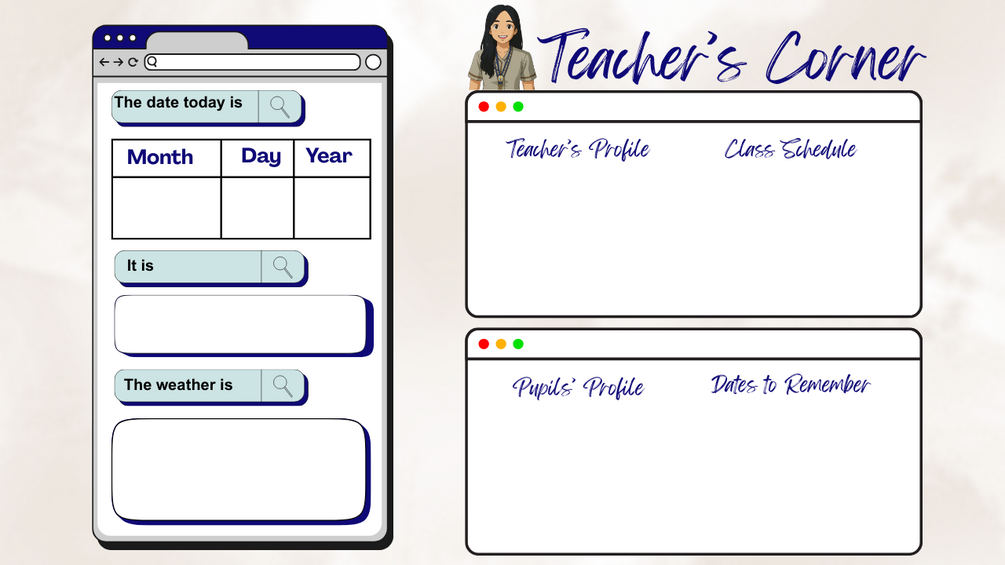 Teacher's Bulletin Board and Pupils Output - Editable in Canva