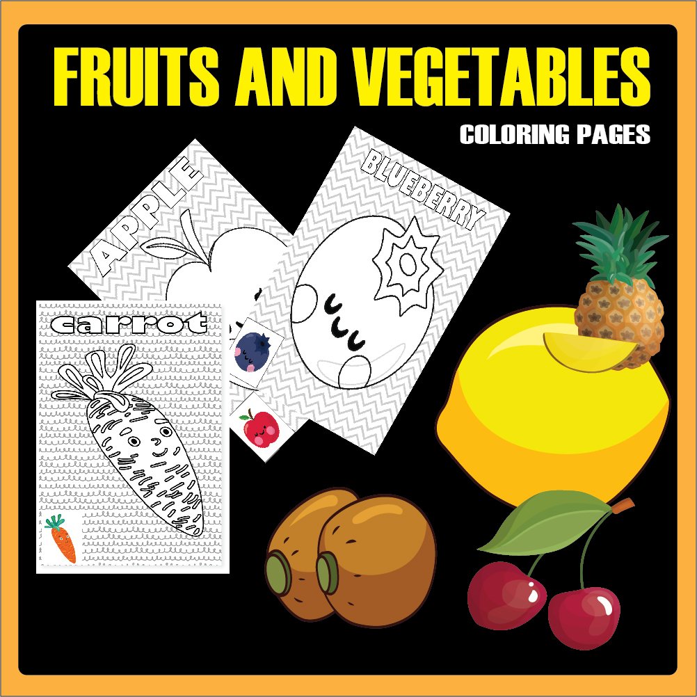 fruits and vegetables coloring images for kids