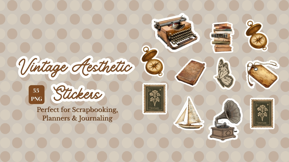 Vintage Aesthetic Stickers – Digital Download