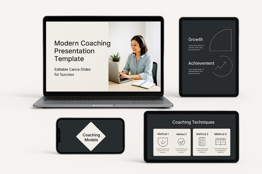 Modern Coaching Presentation Template – 15 Editable Canva Slides for ...