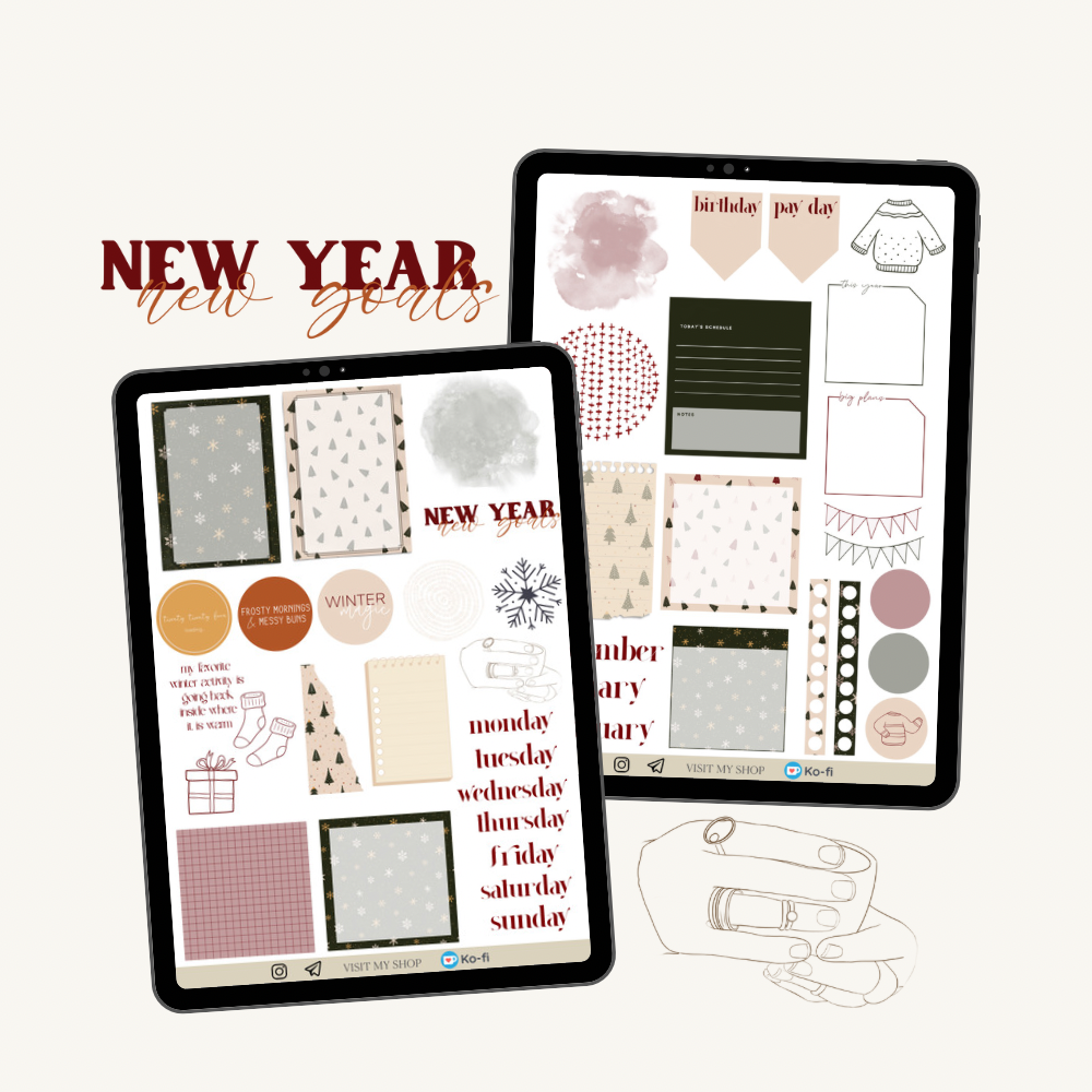 December Freebie stickers, GoodNotes & PNG