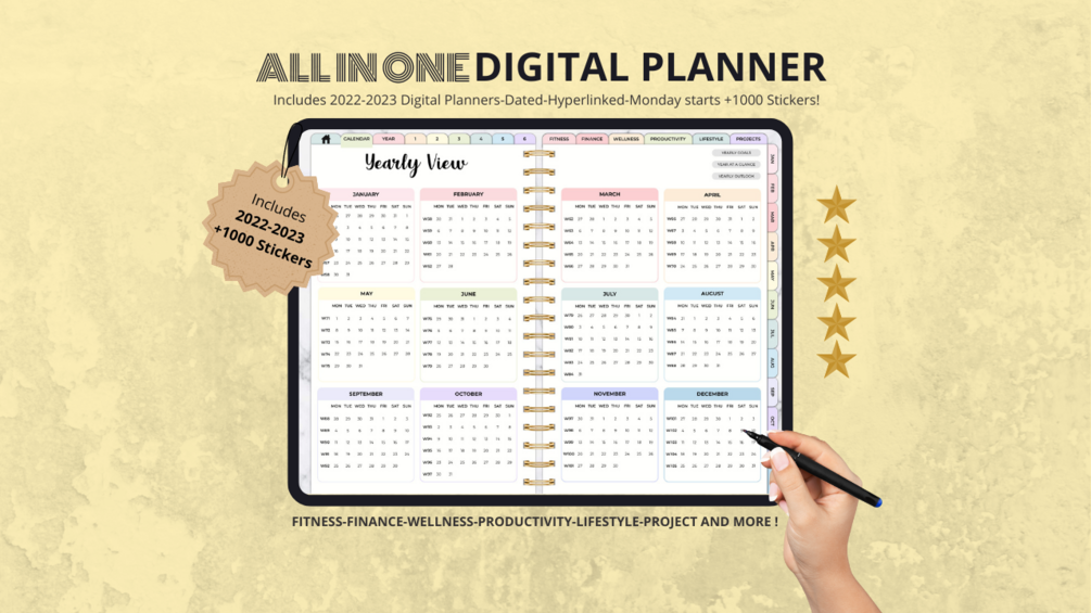 Digital Planner 2022-2023+Stickers, Goodnotes Planner, iPad Planner ...