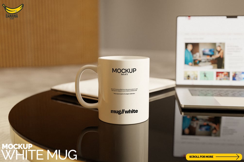 11oz White Sublimation Mug Mockup Bundle on a Coffee Table from the ...