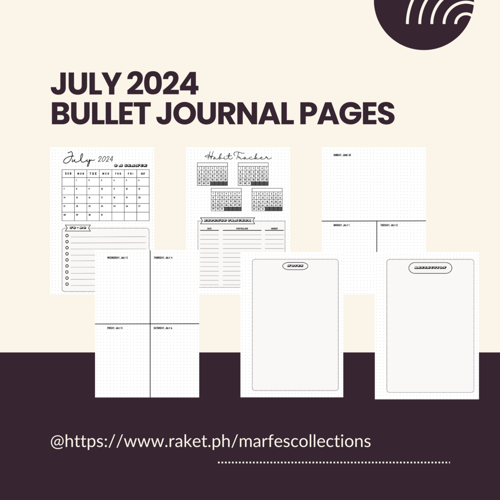 July 2024 Bullet Journal Pages Printable Monthly Journal