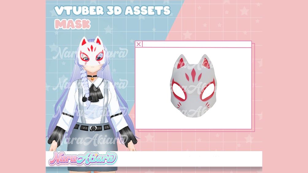 3D Vtuber Assets Mask V6 vroid commission, 3D assets ready to use ...