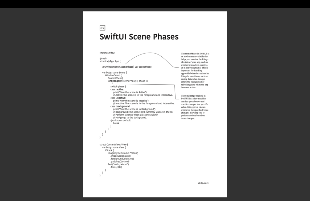 SwiftUI Scene Phases / page with explanation