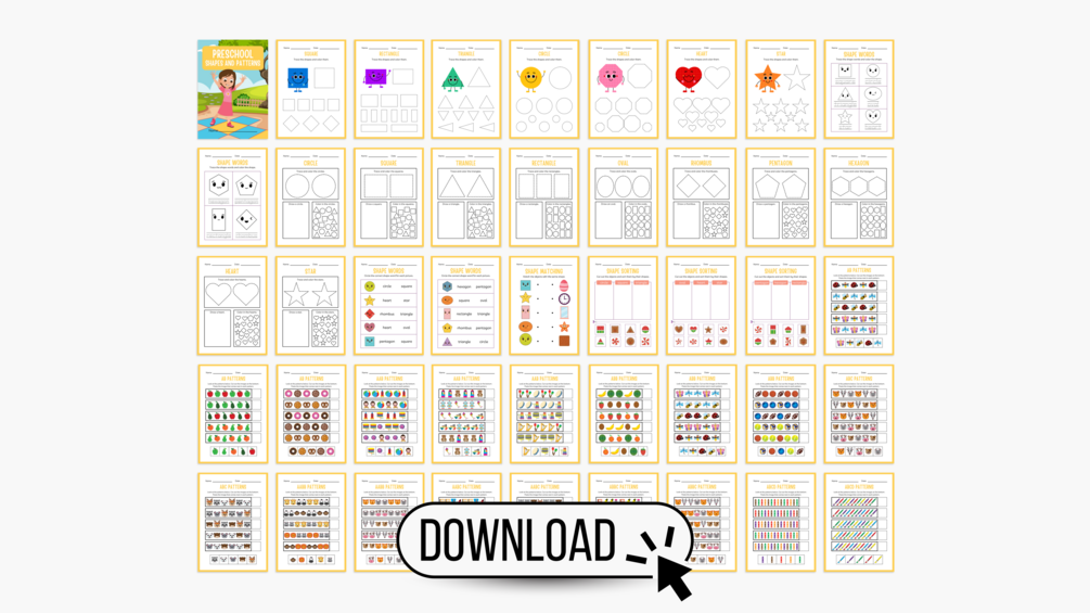 Kids Colors, Shapes, & Patterns Workbook BUNDLE